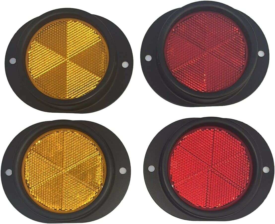 4 Military Vehicle Reflectors- 2 each Red/Amber Lens + Black Body ...