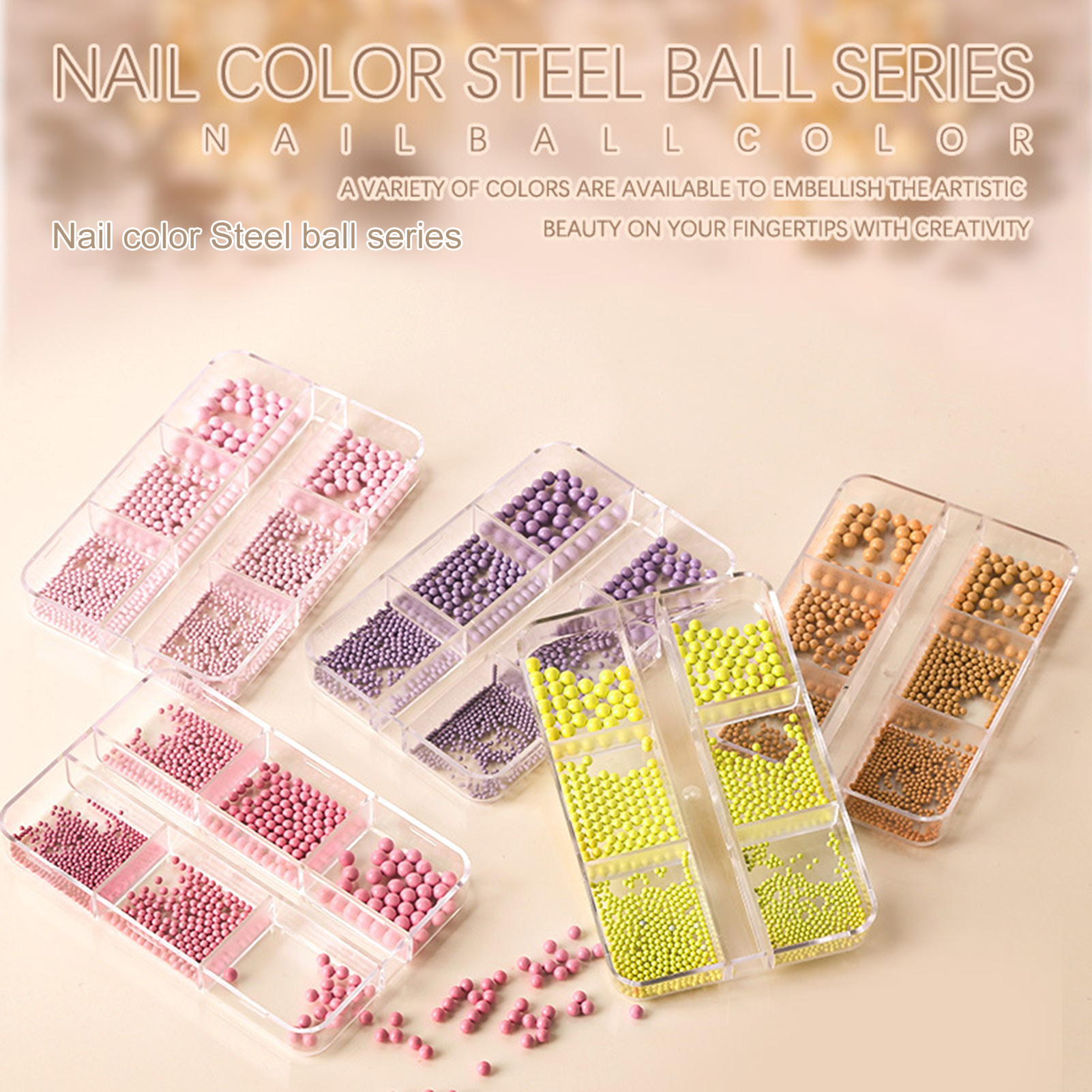 GROFRY 1 Box Nail Art Charm 6 Grids Multi-sizes Assorted Colorful ...