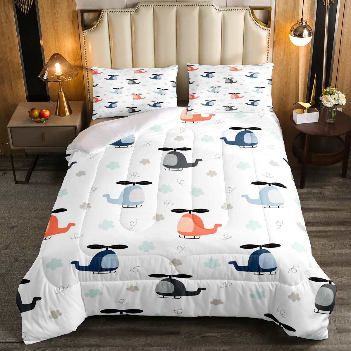 YST Kids Aircraft Bedding Set Twin Helicopter Airplane Bedding ...