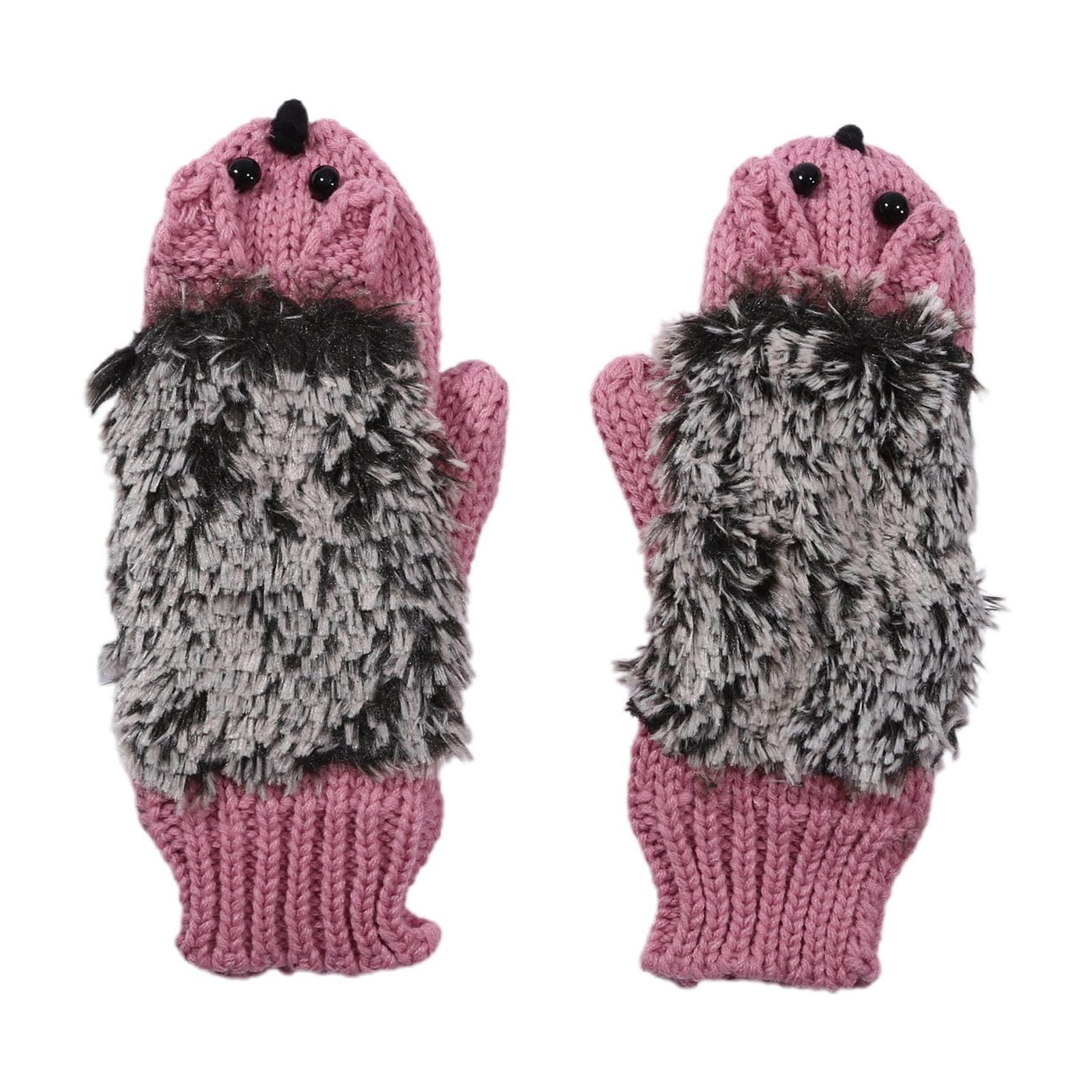 TIEVOSA Girls' Knitted Gloves Cartoon Hedgehog Gloves（Pink） - Walmart.ca