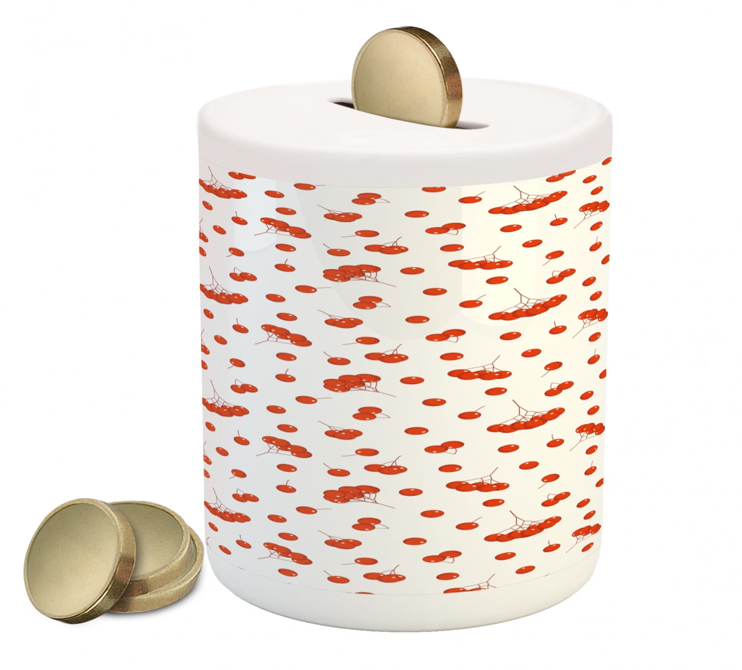 Rowan Piggy Bank, Tile Pattern with Juicy Ashberries in Graphic Style ...