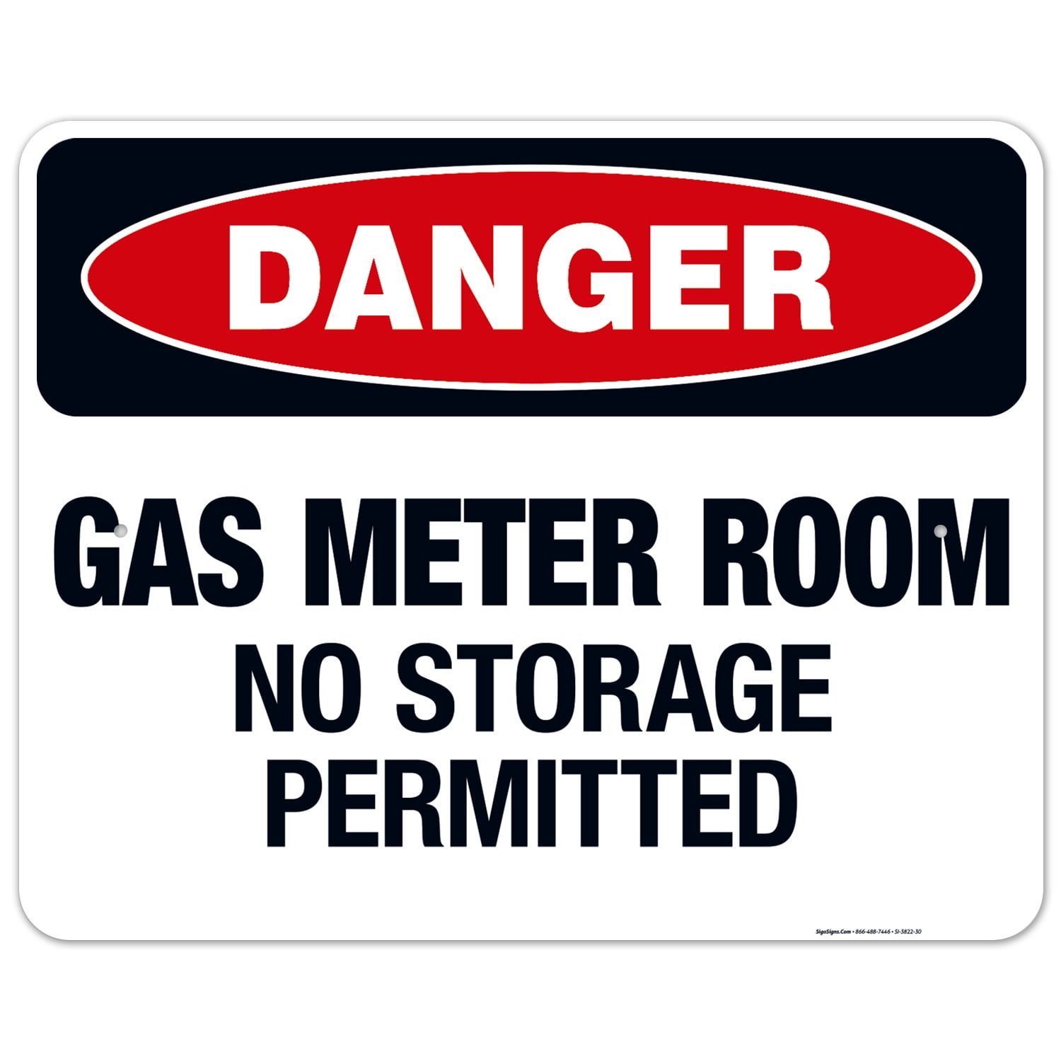 Gas Meter Room No Storage Permitted Sign, OSHA Danger Sign, 24x30 ...