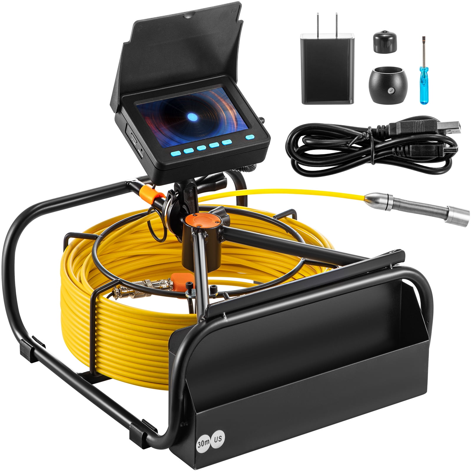 Vevor Sewer Camera 164ft Cable Pipeline Inspection Camera 4.3 Inch Tft Lcd Monitor Pipe Camera Screen Waterproof Ip68 Duct Inspection Camera With 6pcs