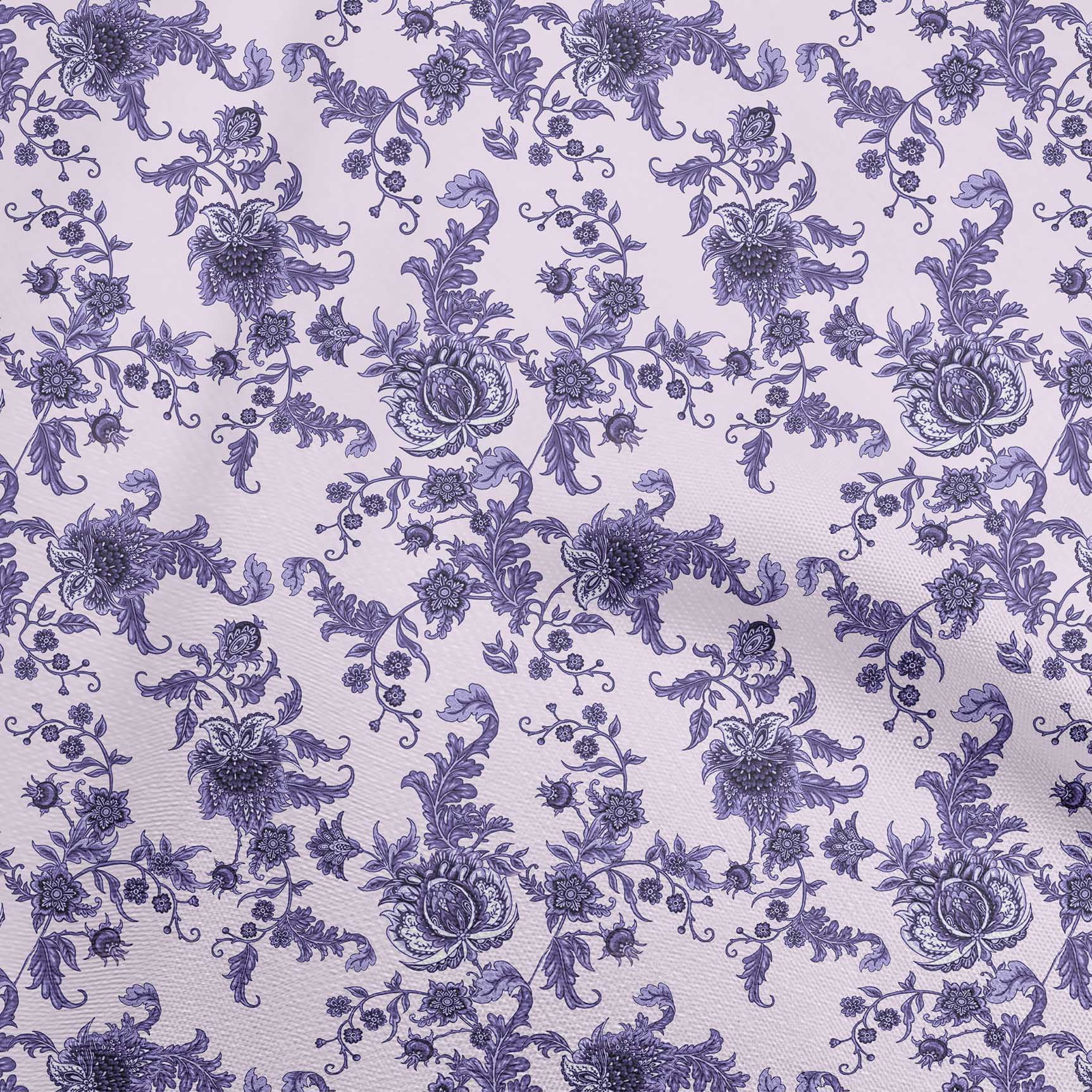 oneOone Cotton Flex Violet Fabric Floral Diy Clothing Quilting Fabric ...