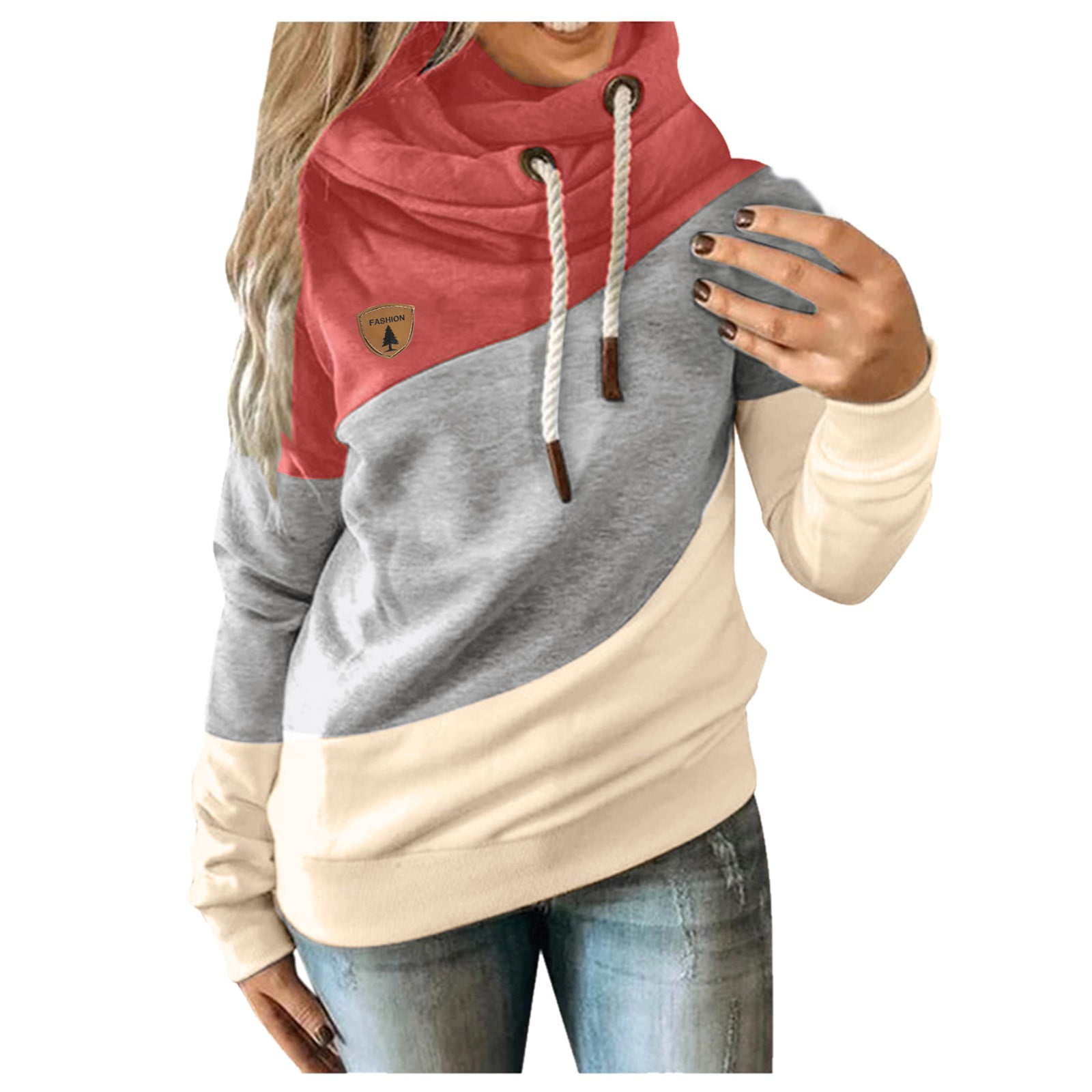 Click here for Xiaoyonnn Womens Casual Contrast Splice Hoodie Wit... prices