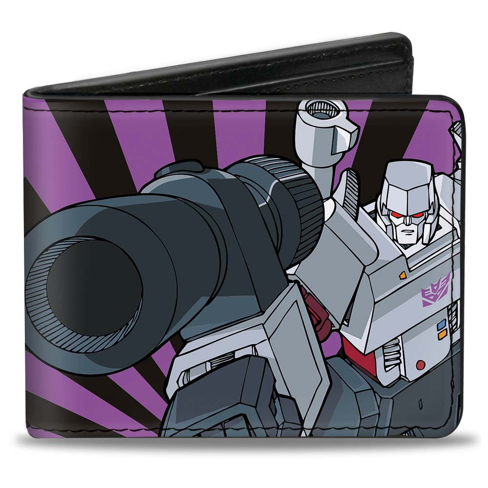 Megatron Shooting + Standing Pose Rays Black Purple Bi Fold Wallet One ...