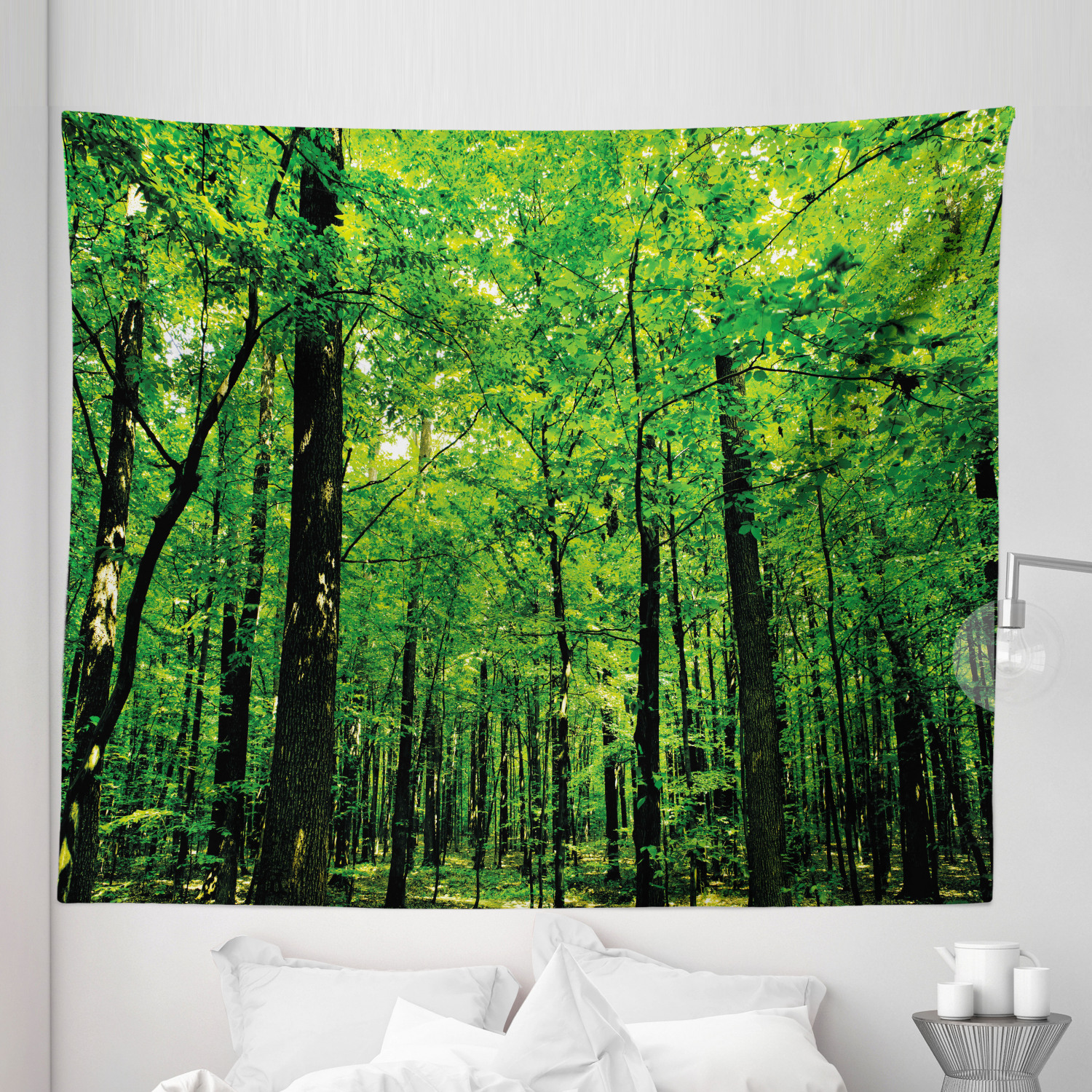 Nature Tapestry, Woodland Tree Forest Jungle in Sunny Day Mother Earth ...