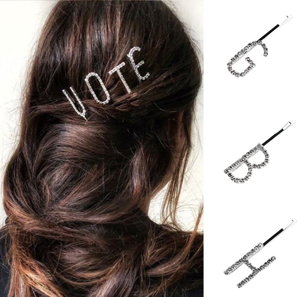 GROFRY Women Rhinestone Inlaid Letter Hairpin Hairgrip Hair Clip ...