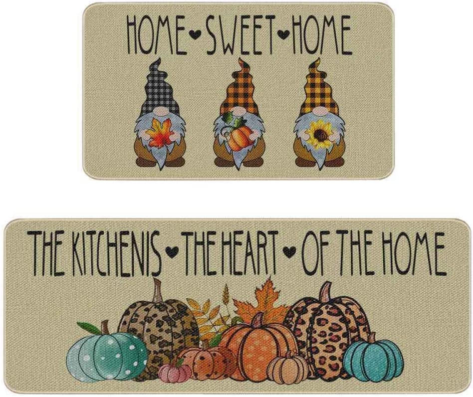Sunmdecor Fall Kitchen Mat Set,Fall Kitchen Rug,Fall Gnome Pumpkin ...