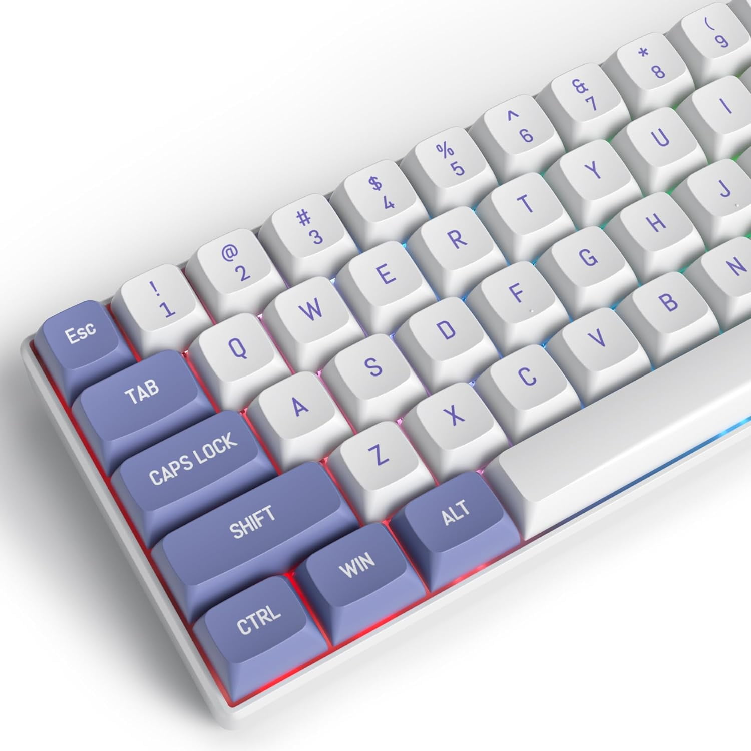 SHIQI-Purple White 118 Key Cap Group, CSA Profile Custom Keycaps PBT ...
