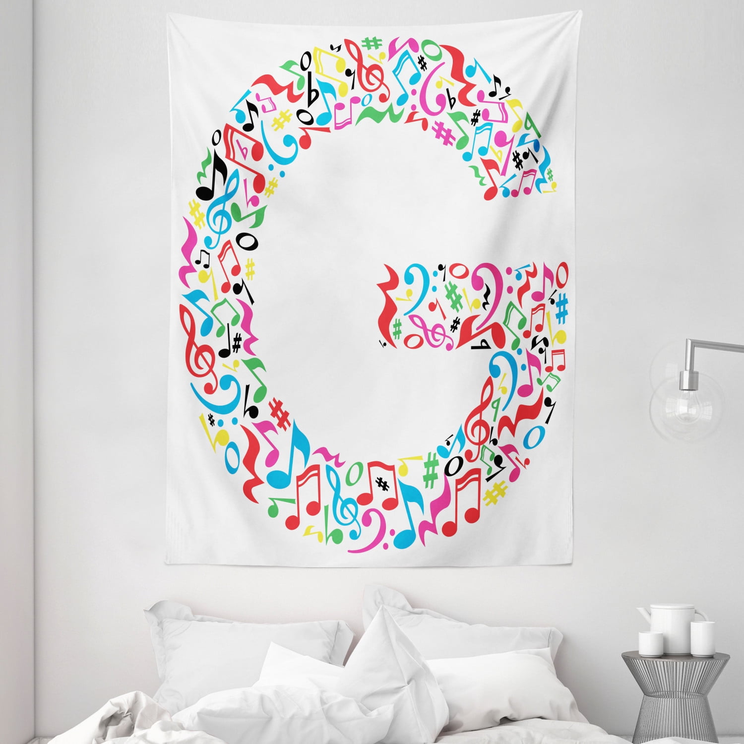 Letter G Tapestry, Majuscule G and Music Inspired Theme Colorful ...