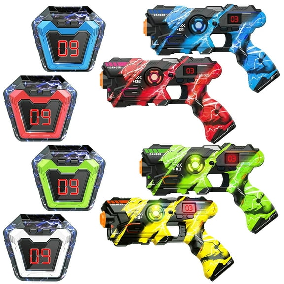 Hero Squad Laser Tag Set of 4 – Rechargeable Guns with LCD & 360 ...