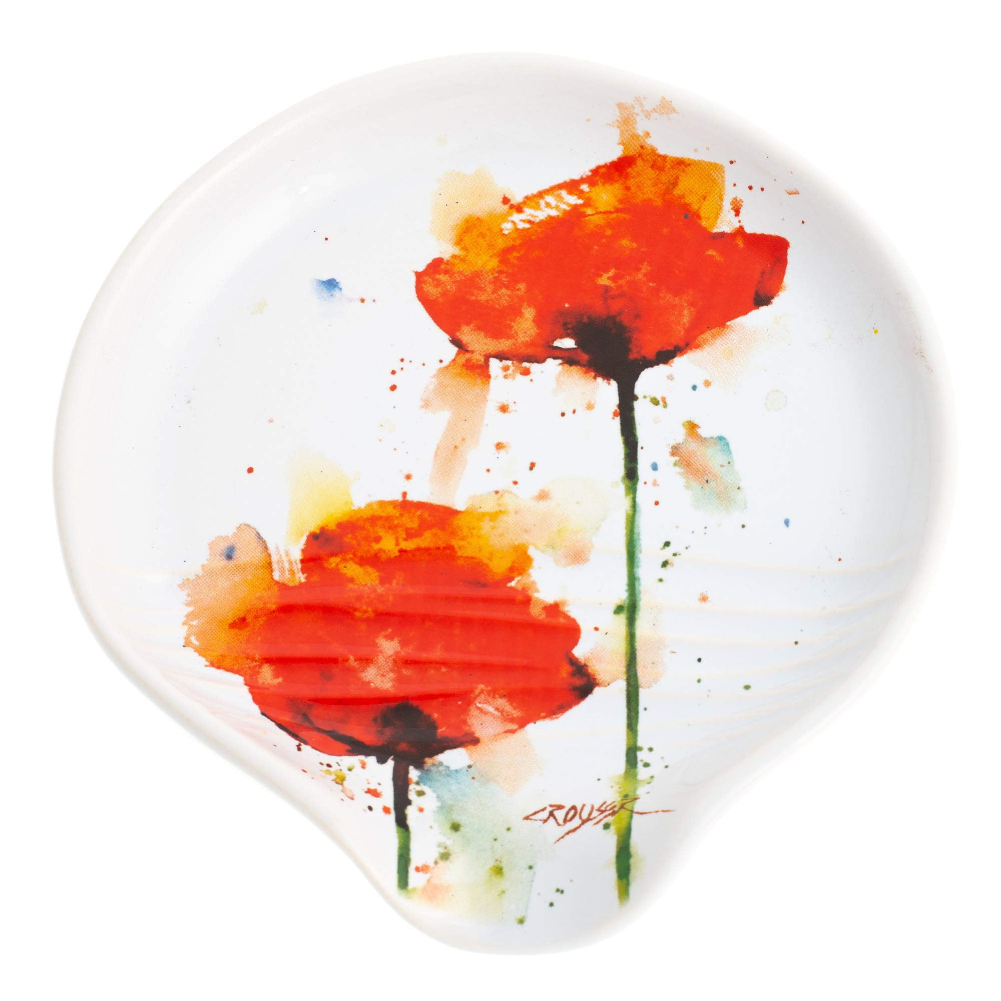 Dean Crouser Poppy Flower Floral Watercolor Red 5 x 5 Glossy Ceramic ...