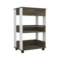 White and Dark Walnut 1-Drawer 2-Shelf Kitchen Cart with Caster,Brown ...
