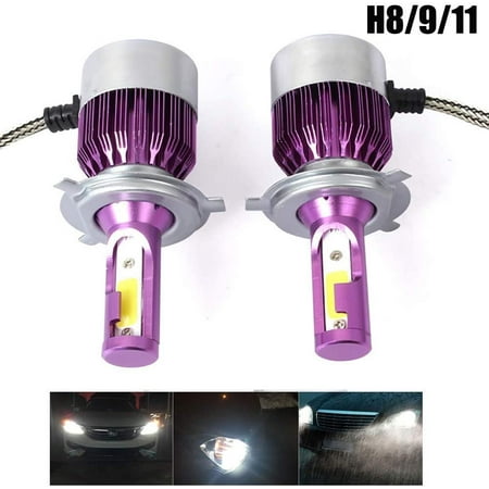 H8 (H9 H10) LED Headlight Bulbs Conversion Kit, 36W 4000lm 6K Cool ...