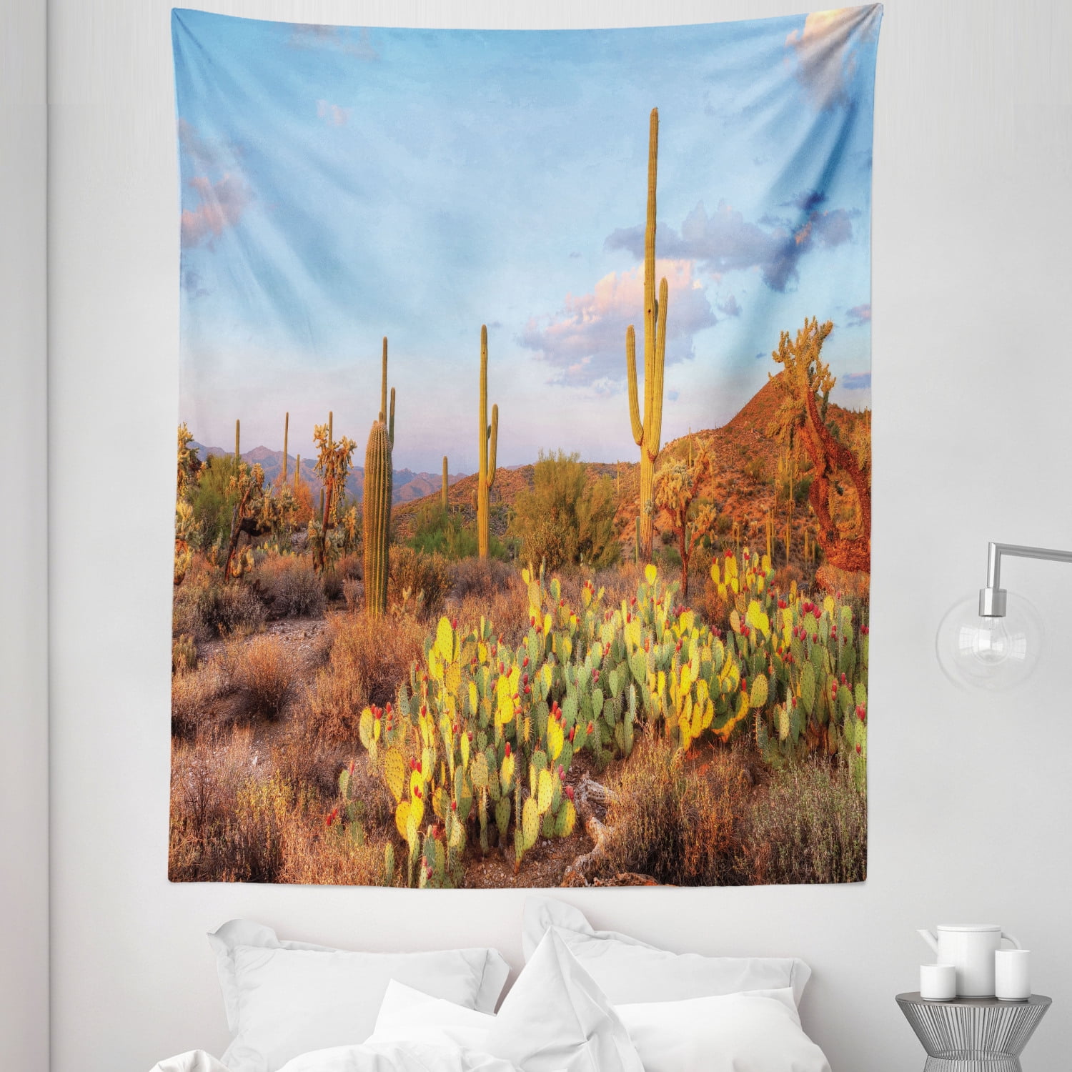 Arizona Tapestry, USA Canyon Outdoor Scenery with Cactus Plants at Late ...