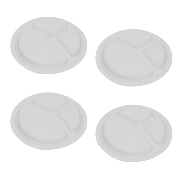 Disposable Sugarcane Pulp Dish, Sturdy White Round Microwavable ...