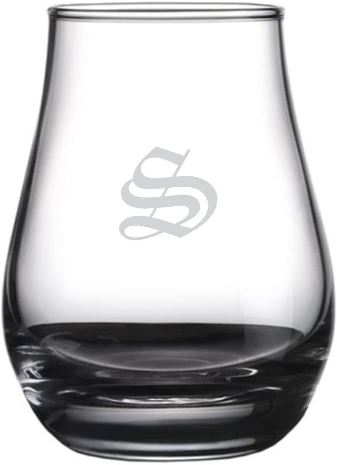 Old English Etched Monogram Spey Dram Whisky Tasting Glass Letter S ...