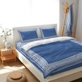 Blue Back Pattern Retro Greece King Size Bed Set,Abstract Geometric ...