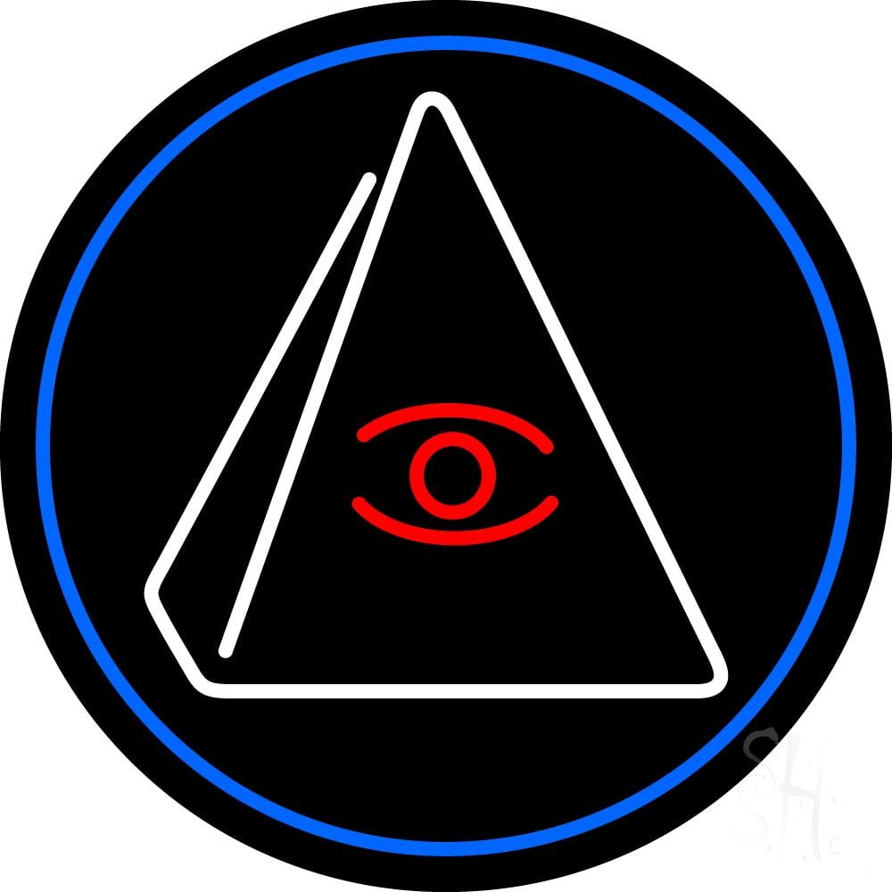 Psychic Eye Pyramid With Blue Border LED Neon Sign 18 X 18 - inches ...