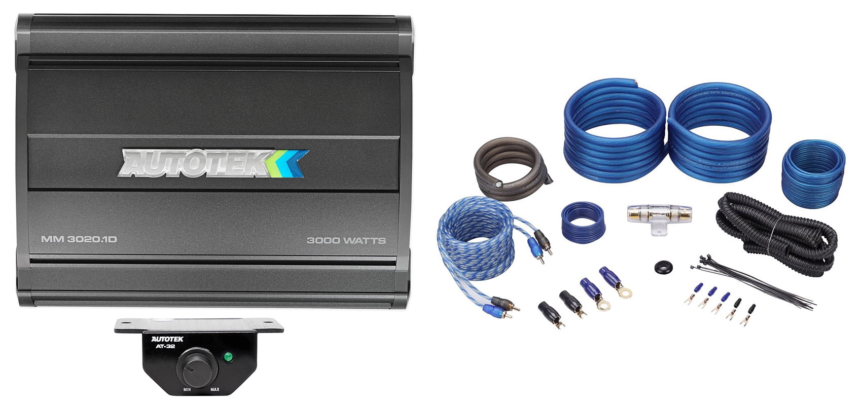AUTOTEK MM3020.1D Mean Machine 3000w Mono Car Stereo Amplifier+Amp Kit ...