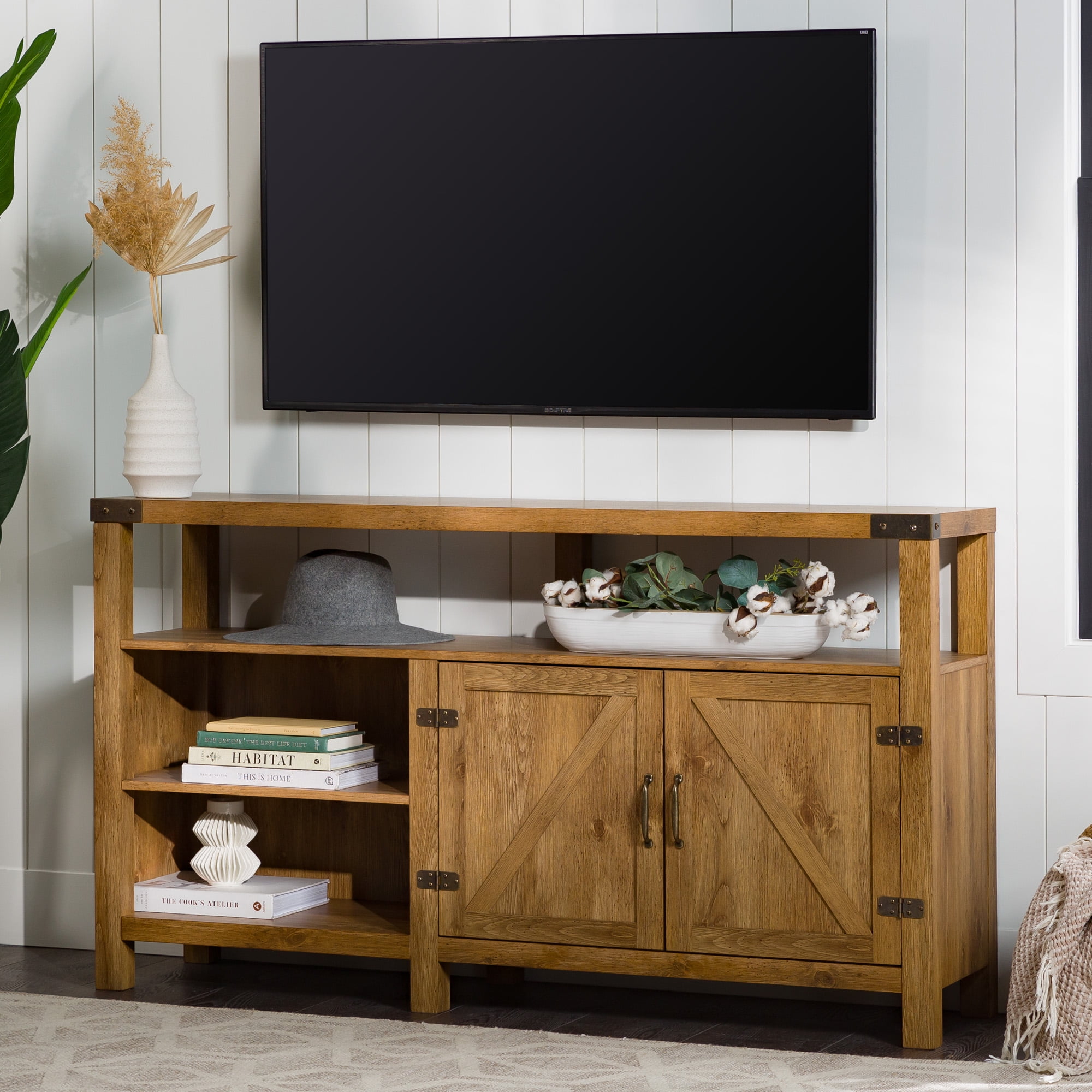 Woven Paths Modern Farmhouse Highboy TV Stand for TVs up to 65 ...