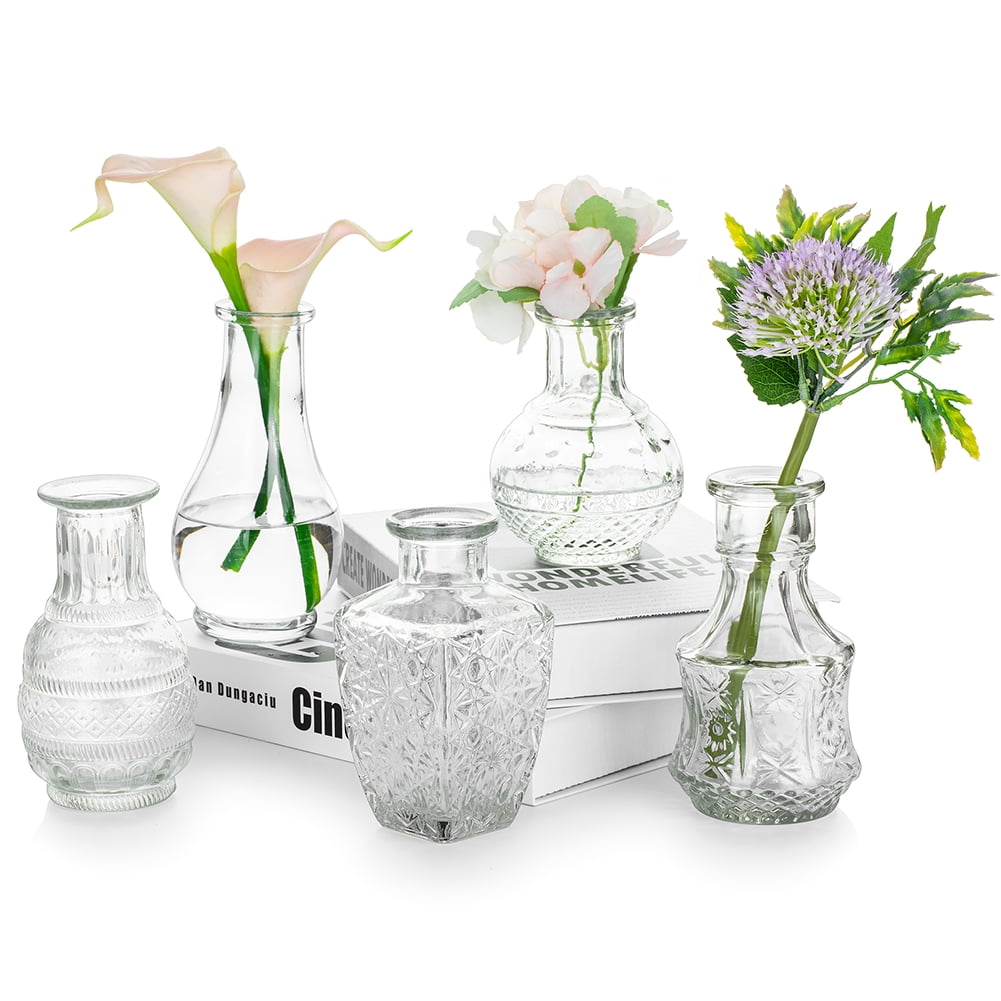 Click here for Nuptio Glass Vase For Flowers Set Of 5 Clear Vinta... prices