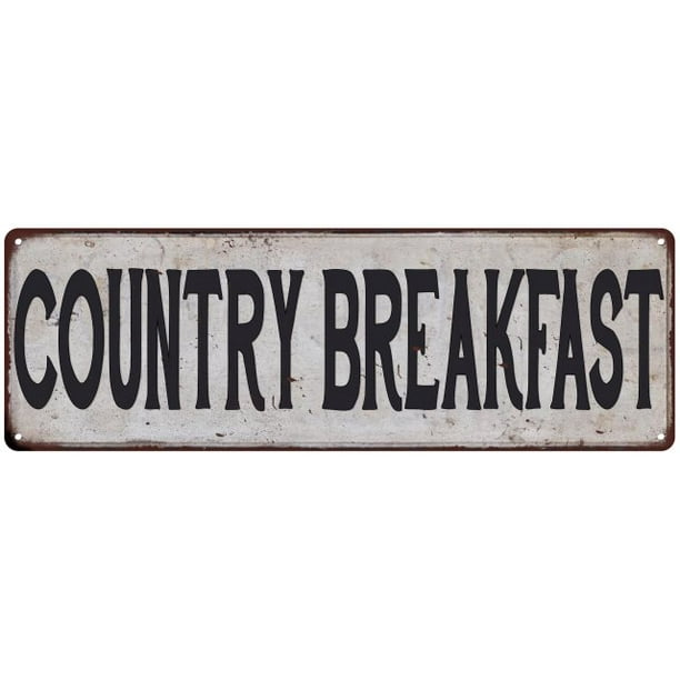 COUNTRY BREAKFAST Vintage Look Rustic 6x18 Metal Sign Chic Retro ...