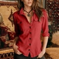 Atogsazn Women's Casual Button Shirt Linen Roll Sleeve Work Shirts ...