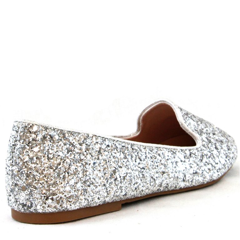 Silver Sequin Flats