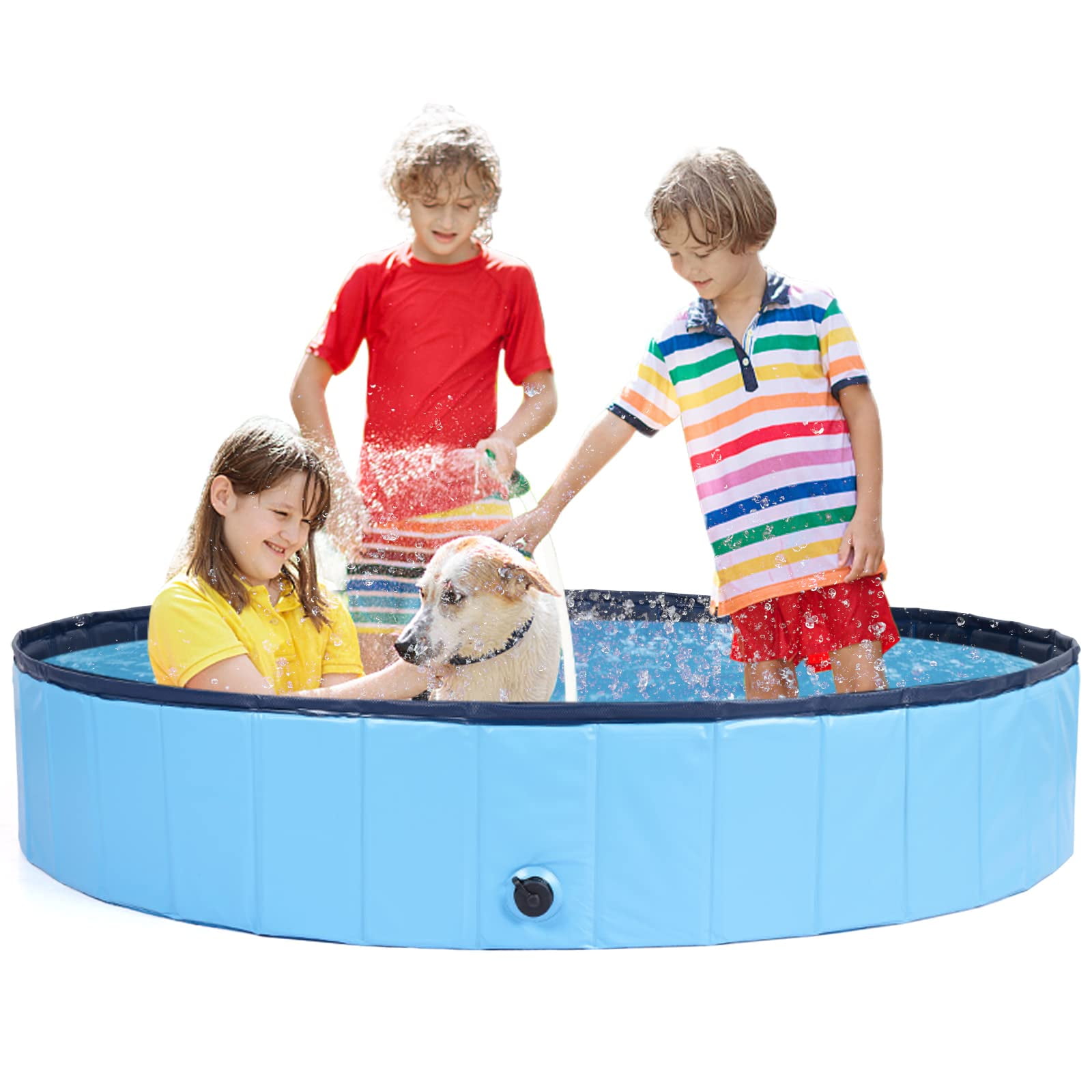 Litake 63'' Dog Pool for Large Dogs, Foldable Dog Pool Large Kiddie ...