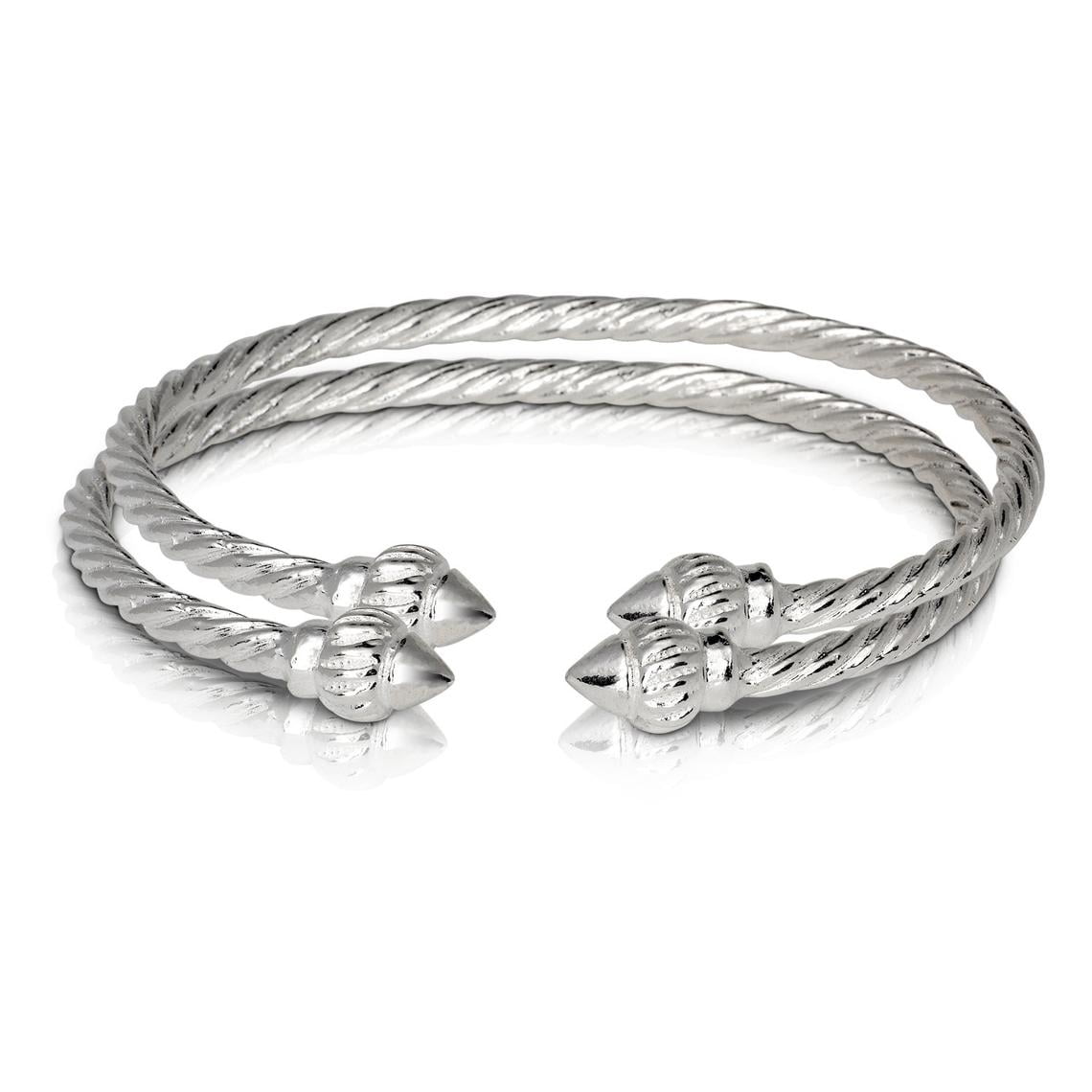 RIDGED ARROW COILED ROPE WEST INDIAN BANGLES .925 STERLING SILVER (PAIR ...