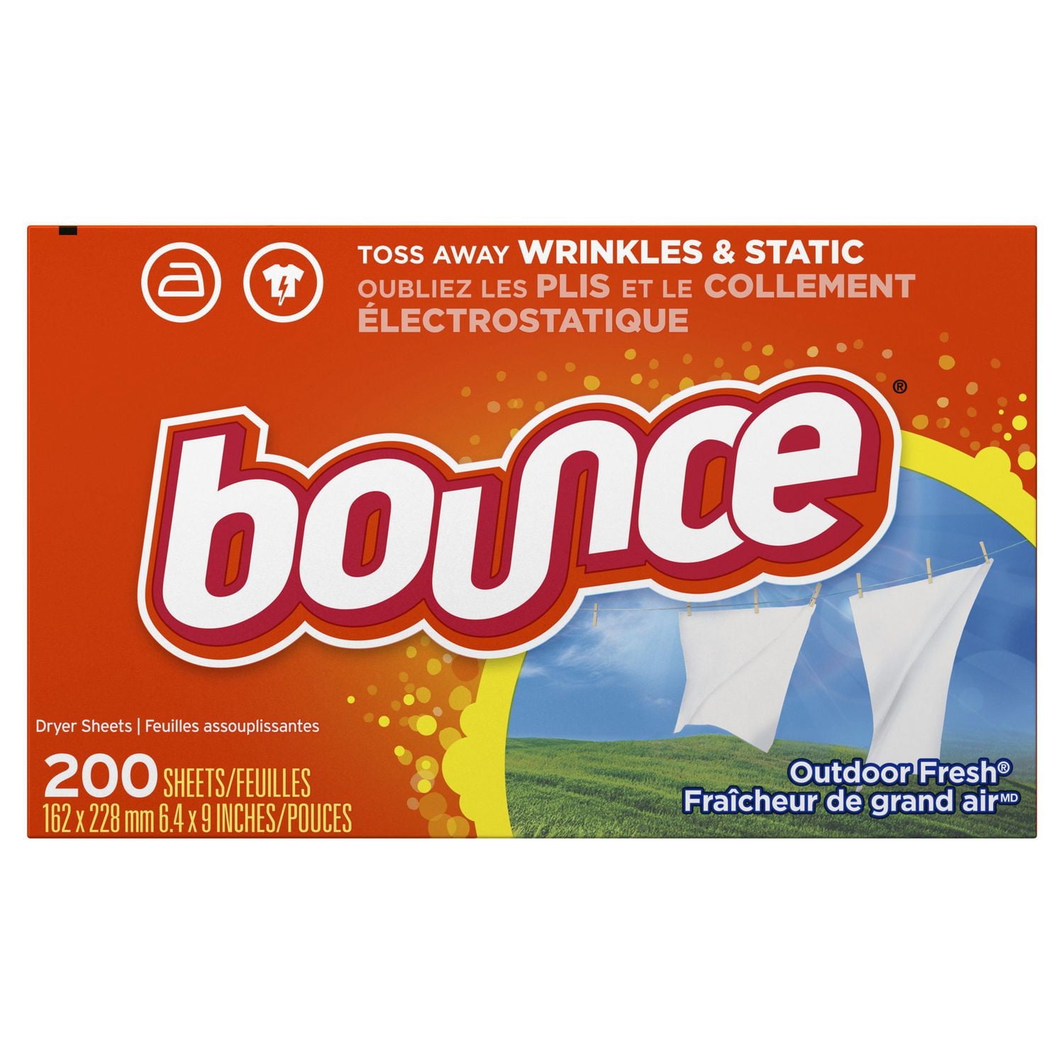 Bounce Dryer Sheets, Outdoor Fresh Scent Fabric Softener Sheets ...