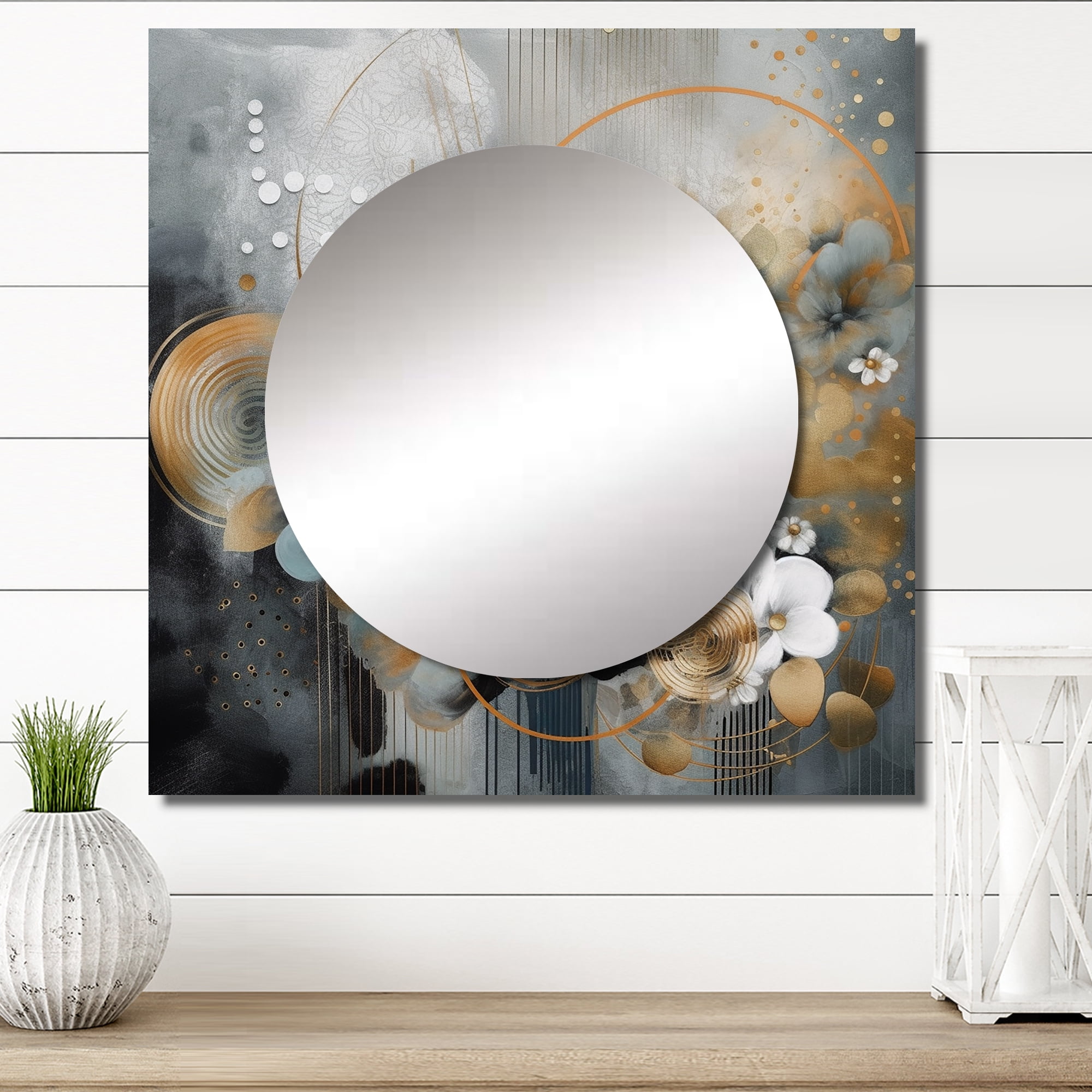 Click here for Designart Silky Flower Design Golden Blue Iii Flor... prices