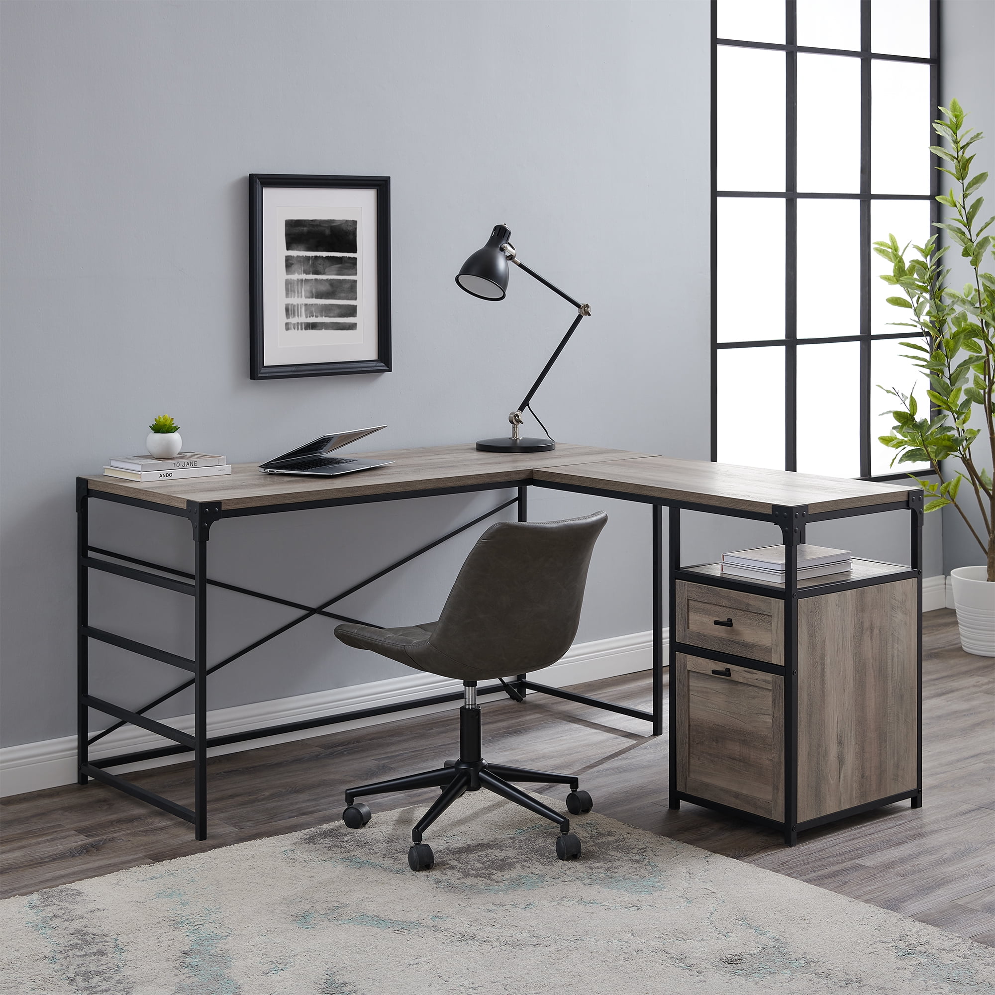 Manor Park Industrial 59 in x 59 in x 31 in L-Shape Metal Portable ...