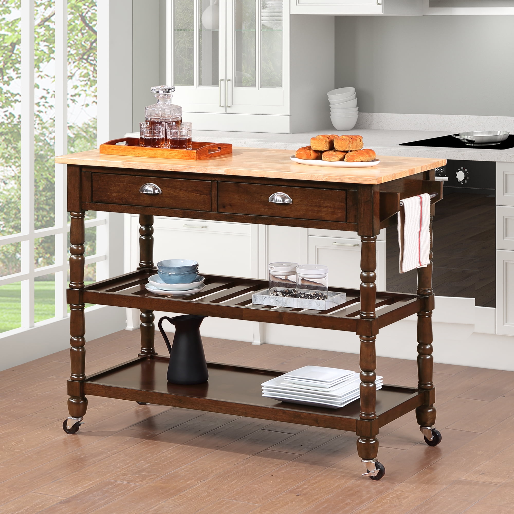 Convenience Concepts French Country 3 Tier Butcher Block Kitchen Cart ...