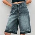 Curuila Denim Shorts For Women High Waist Solid Color Straight Leg ...