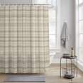 Beige Grid Gingham Shower Curtain for Bathroom, Abstract Modern ...