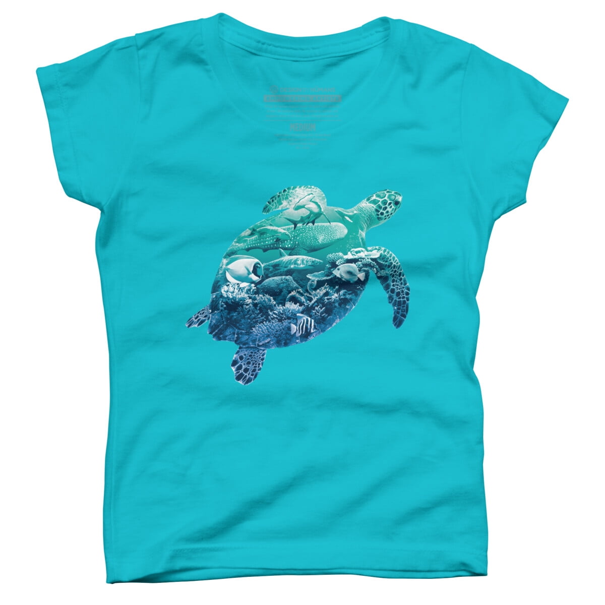 Ocean Life Girls Ocean Blue Graphic Tee - Design By Humans XL - Walmart.com