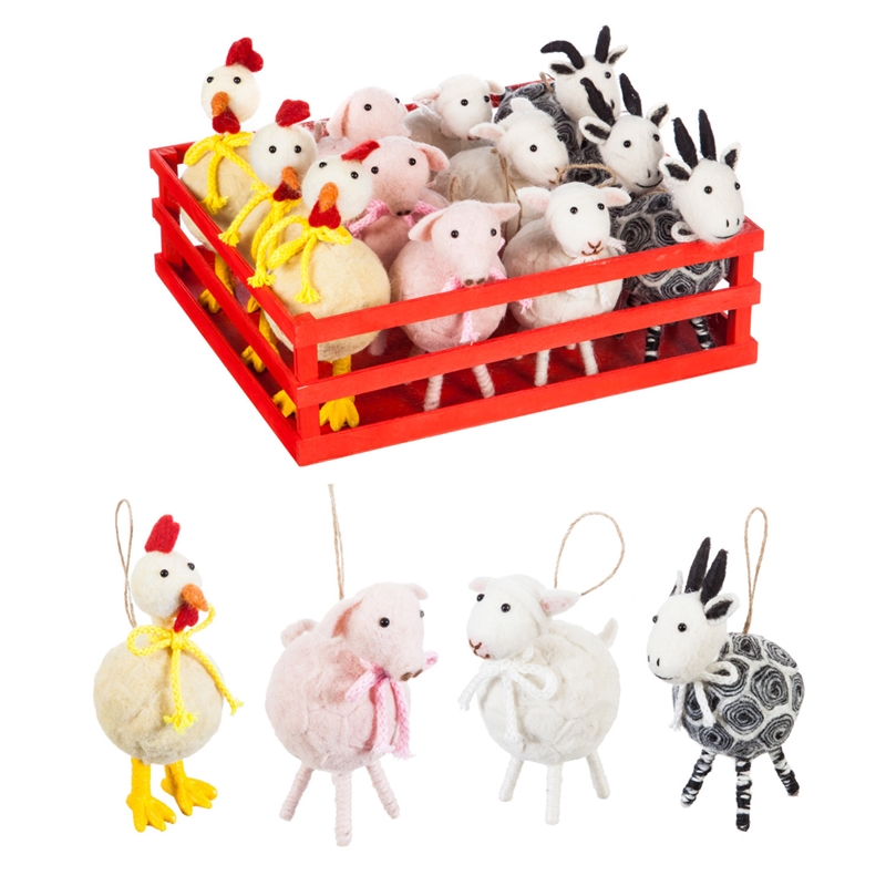 Wool Farm Animal Ornament, 4 ASST - Walmart.com
