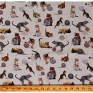 Cotton Cat Paw Prints Beige Cats Kittens Kitty Pets Animals Cotton ...