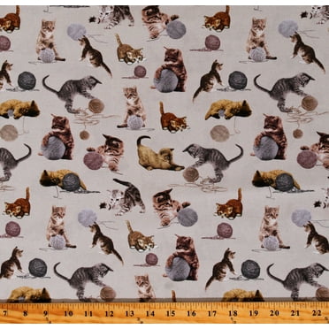 Cotton Cats Pets Animals Cat Breeds Chart Beige Cotton Fabric Print by ...