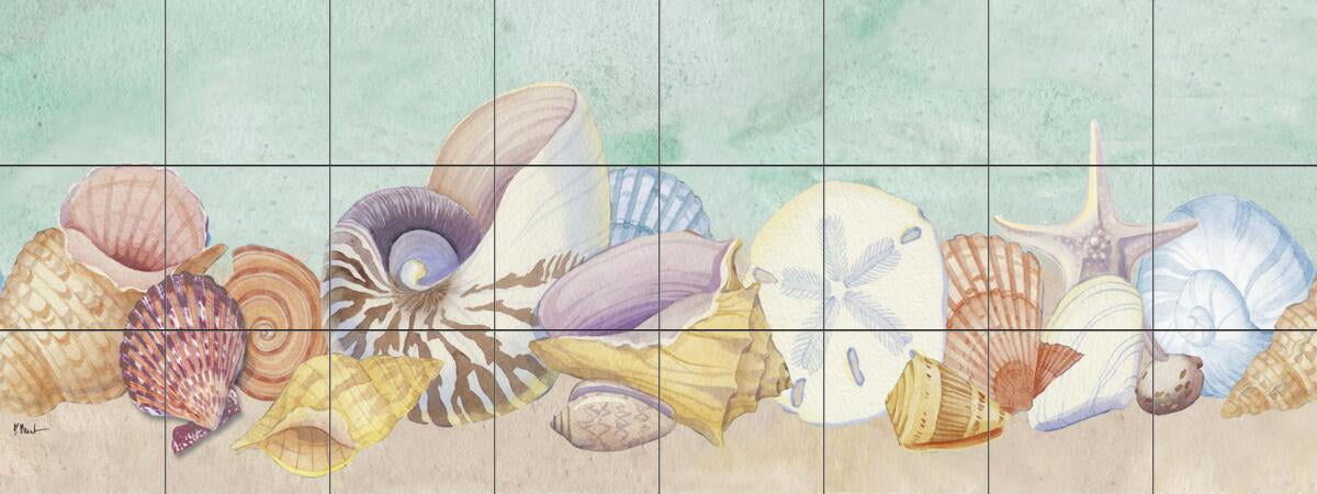 Tile Mural Bathroom Backsplash - Pastel Shell Border - by Paul Brent ...