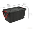 40-gallon wheeled plastic storage boxes with handles, black, 2-pack ...