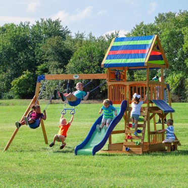 Backyard Discovery Tucson Cedar Wooden Swing Set - Walmart.com