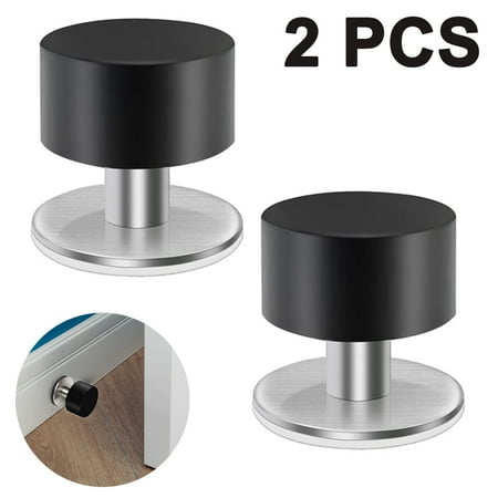 2 pieces self-adhesive door stoppers robust stainless steel rubber ...