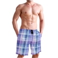 Blue and Purple Checkerboard Pattern Men's Swim Trunks Beach Shorts ...