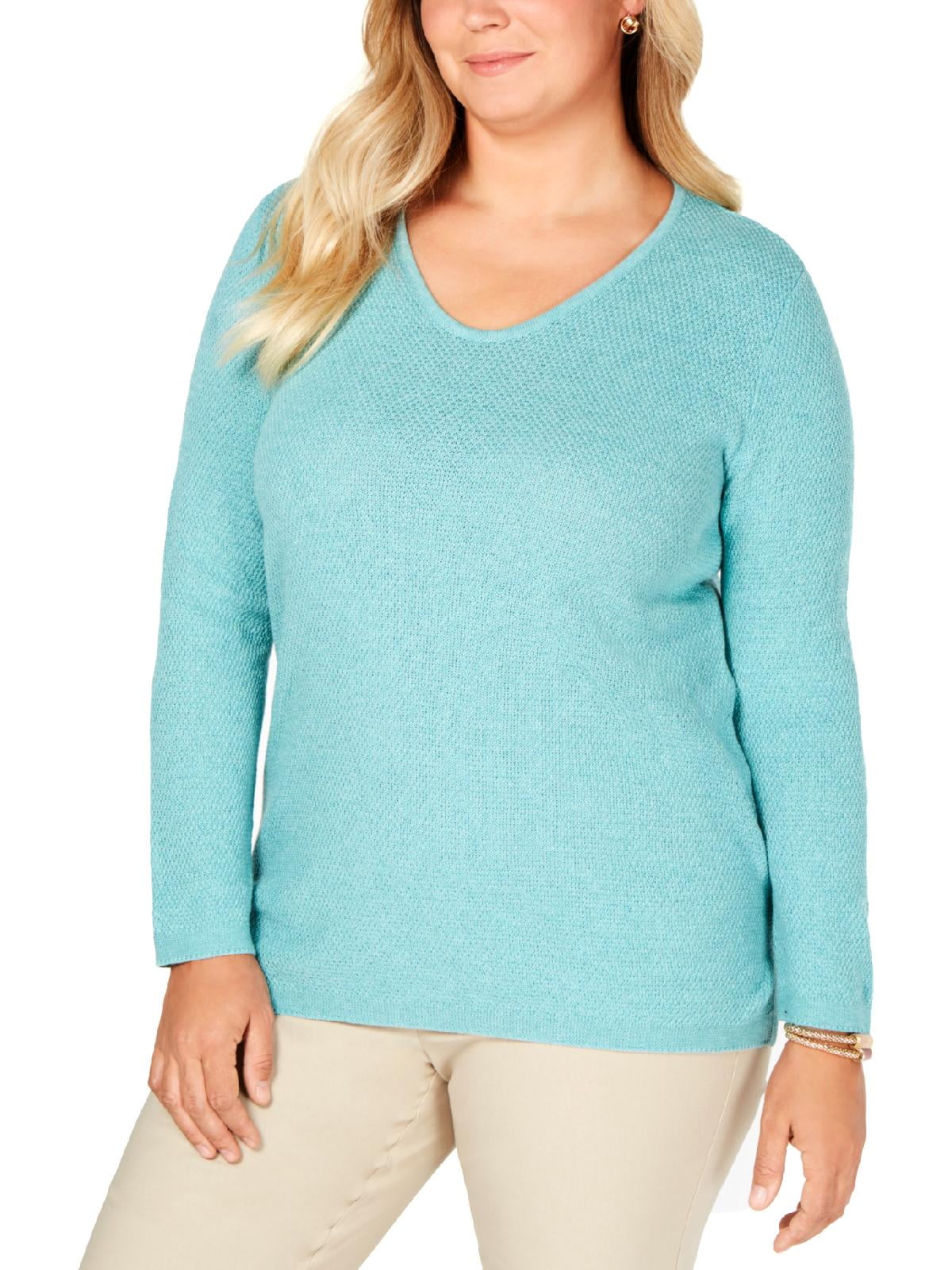 Karen Scott Womens Plus Cotton Scoop Neck Tunic Sweater - Walmart.com