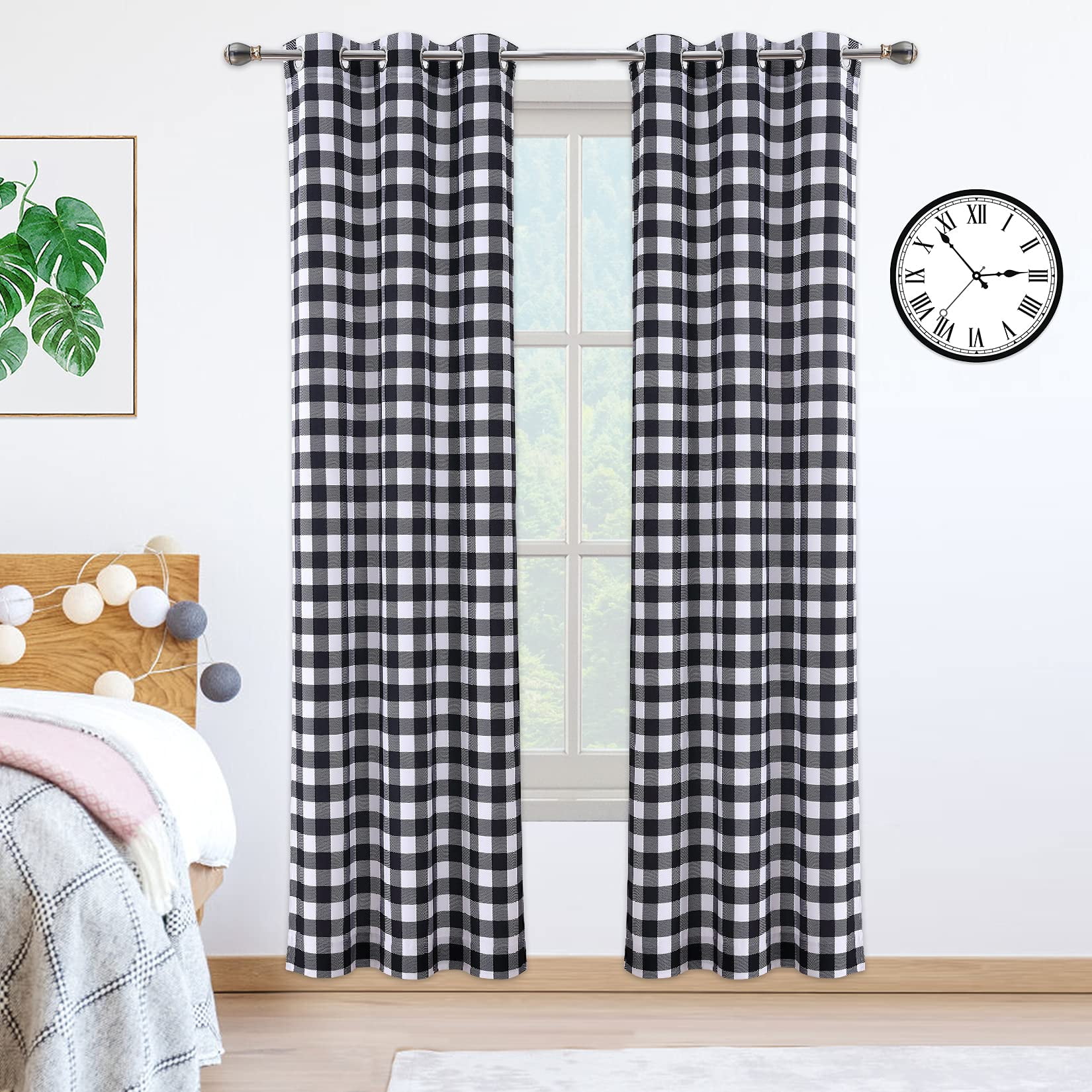 Buffalo Plaid Curtains, Black and White Farmhouse Decor Buffalo Check ...