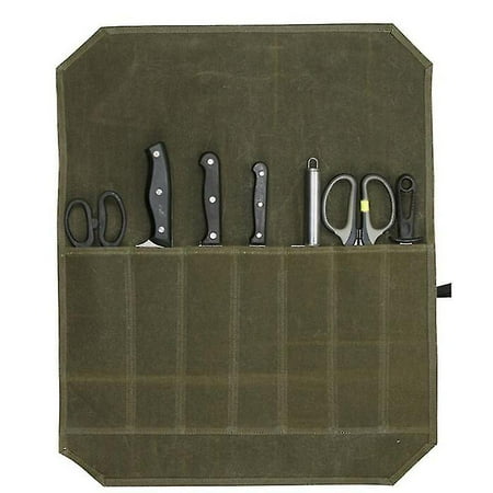 TILIYHELLO Professional Chefs Knife Roll, Waxed Canvas Roll Foldable ...